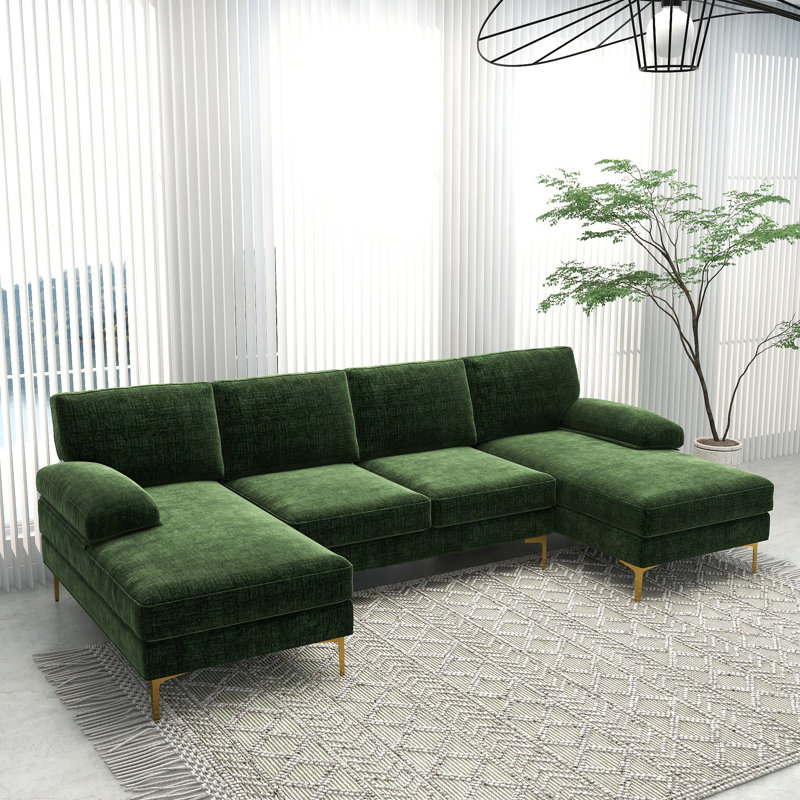 Keysville Chenille Symmetrical Sofa Chaise Black Chenille